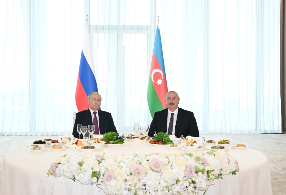 President Ilham Aliyev hosts reception for President Putin at Gulustan ...