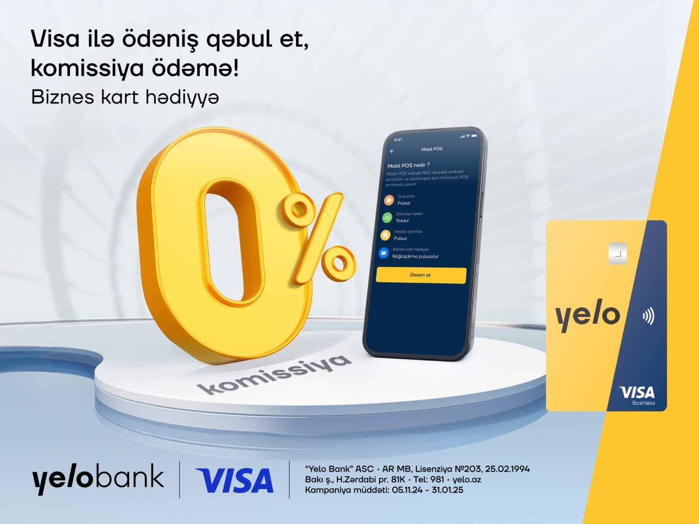 Receive Visa payments commission-free with Yelo Mobile POS! - Trend.Az